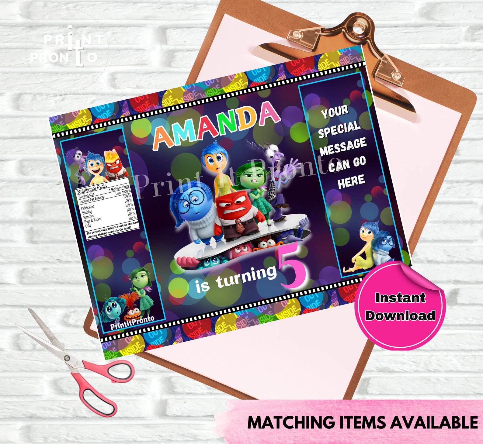 Inside Out Chip Bag, Inside Out Birthday, Inside Out Party, Inside Out ...