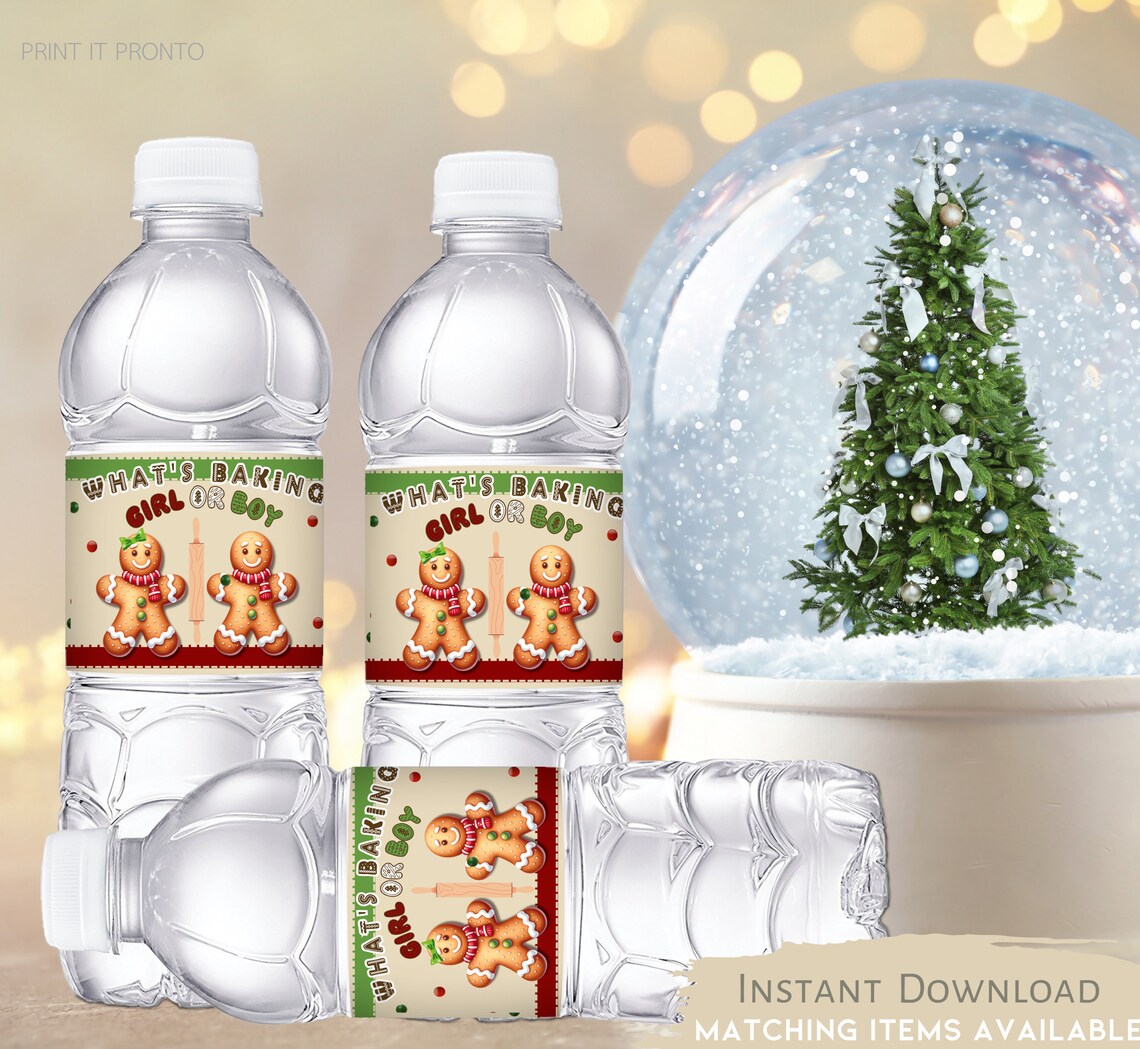 Printable What's Baking Gingerbread Water Bottle Labels - Etsy