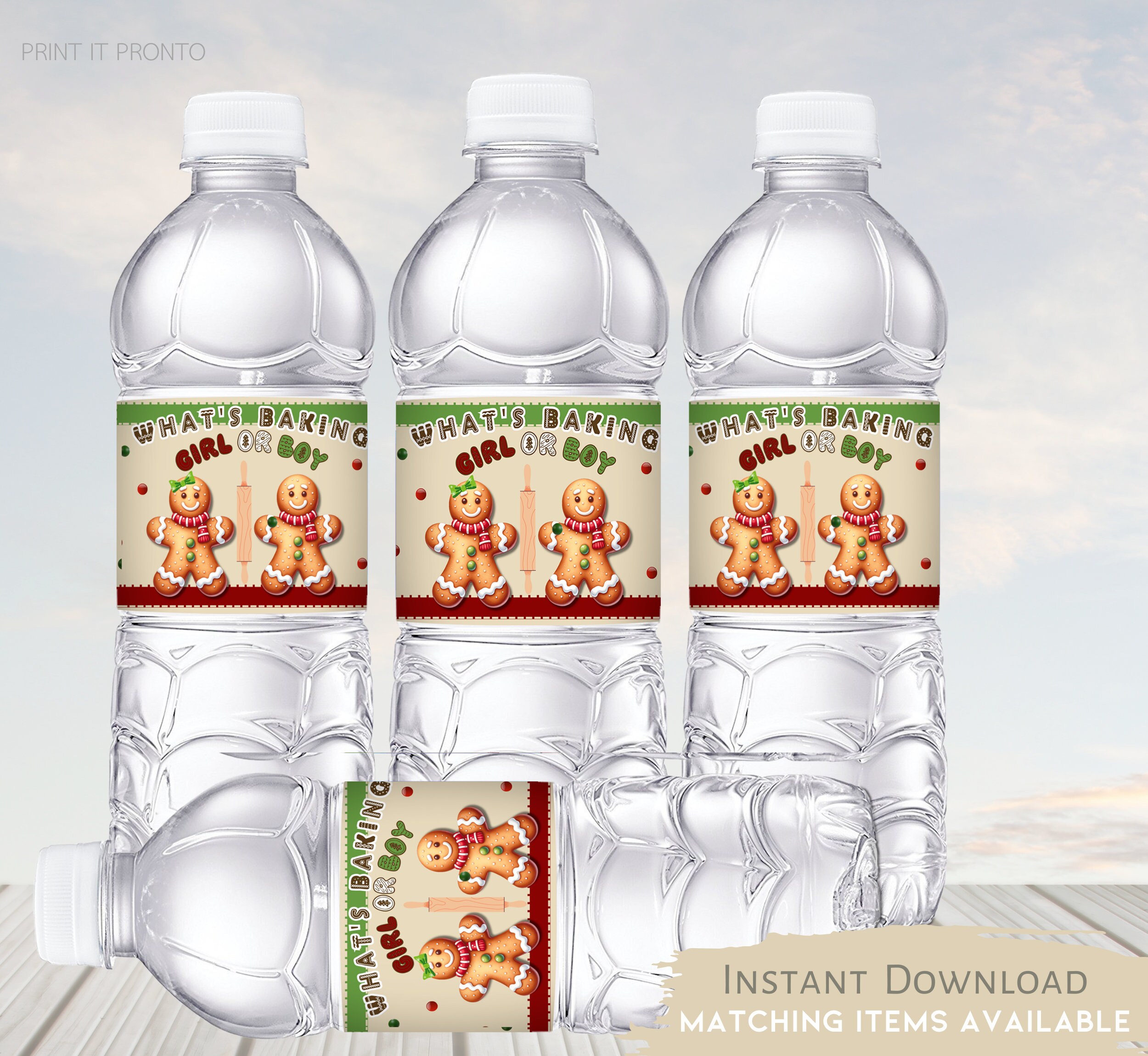 Printable What's Baking Gingerbread Water Bottle Labels - Etsy