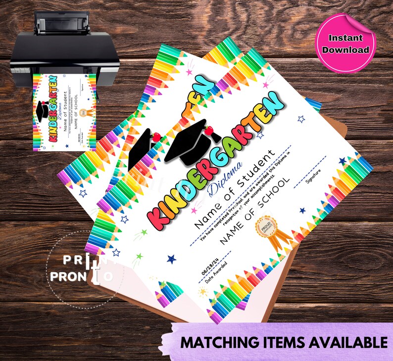 Editable Kindergarten Diploma, Preschool Graduation, Editable School ...