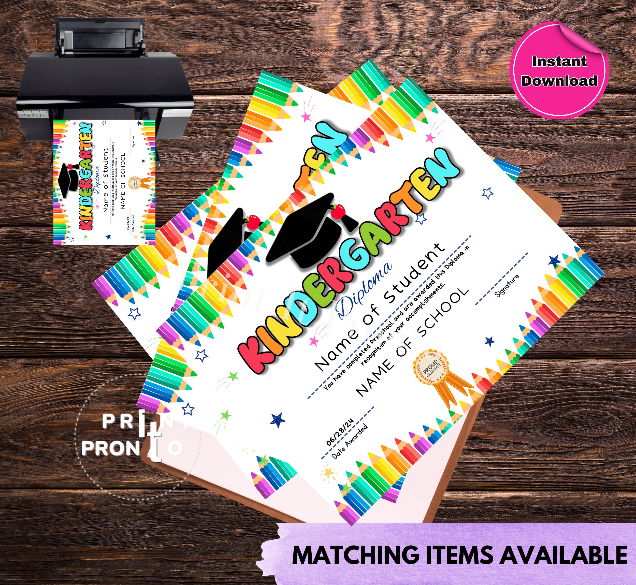 Editable Kindergarten Diploma, Preschool Graduation, Editable School ...