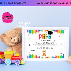 Editable Preschool Certificate, Graduation Diploma, Personalized School ...