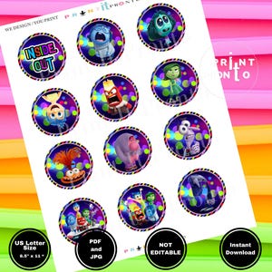 Inside Out Cupcake Toppers, Inside Out Birthday, Inside Out Party ...