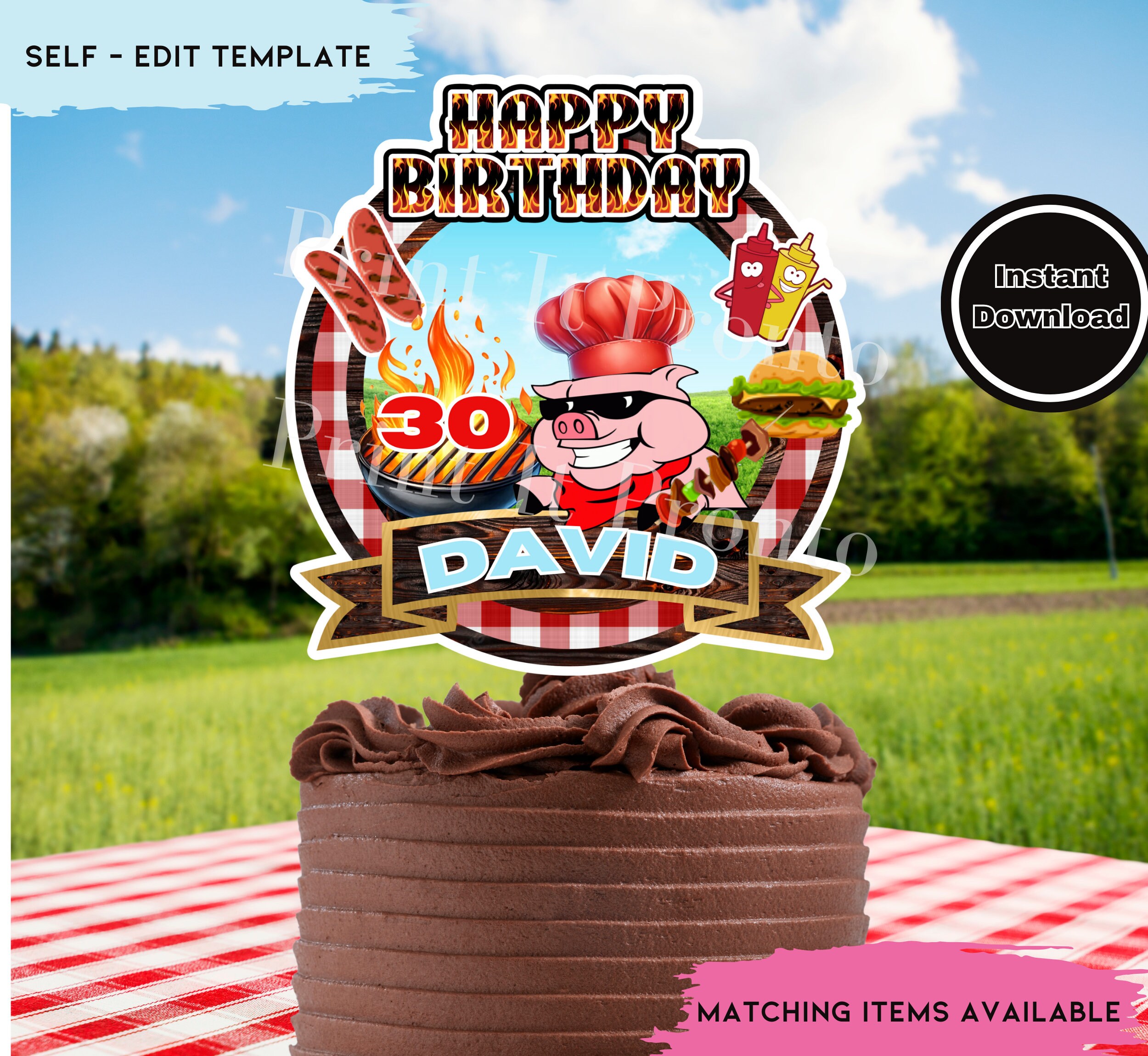 BBQ Birthday Cake Topper, BBQ Party Decoration, Barbecue Party ...