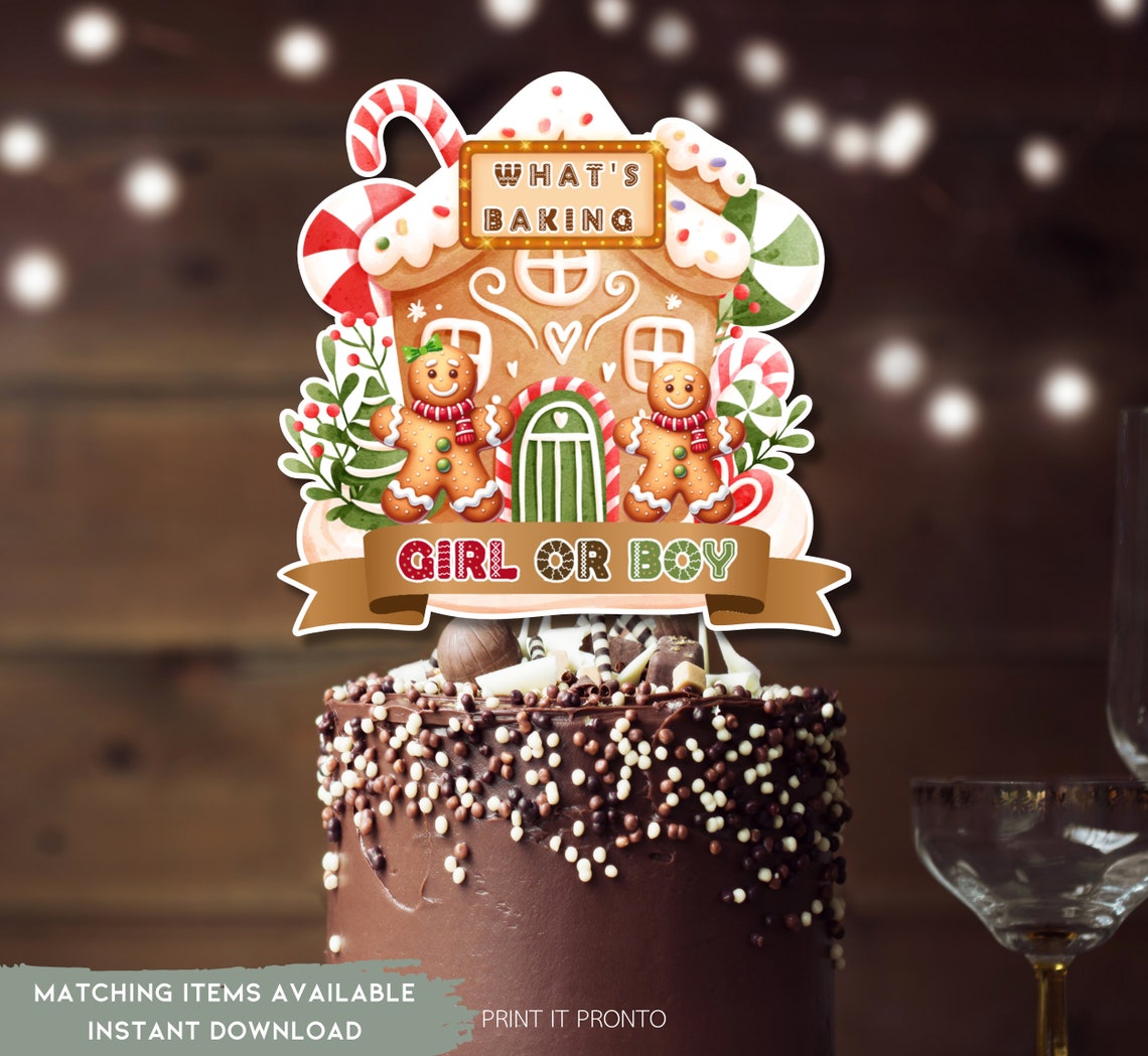 What's Baking Gingerbread Gender Reveal Cake Topper, Christmas ...