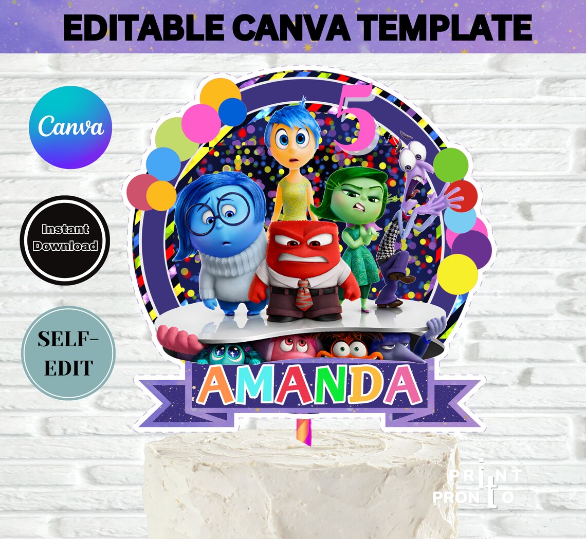 Inside Out Cake Topper, Inside Out Birthday, Inside Out Party, Inside ...