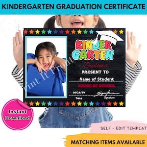 Editable Preschool Diploma With Photo, Graduation Certificate ...