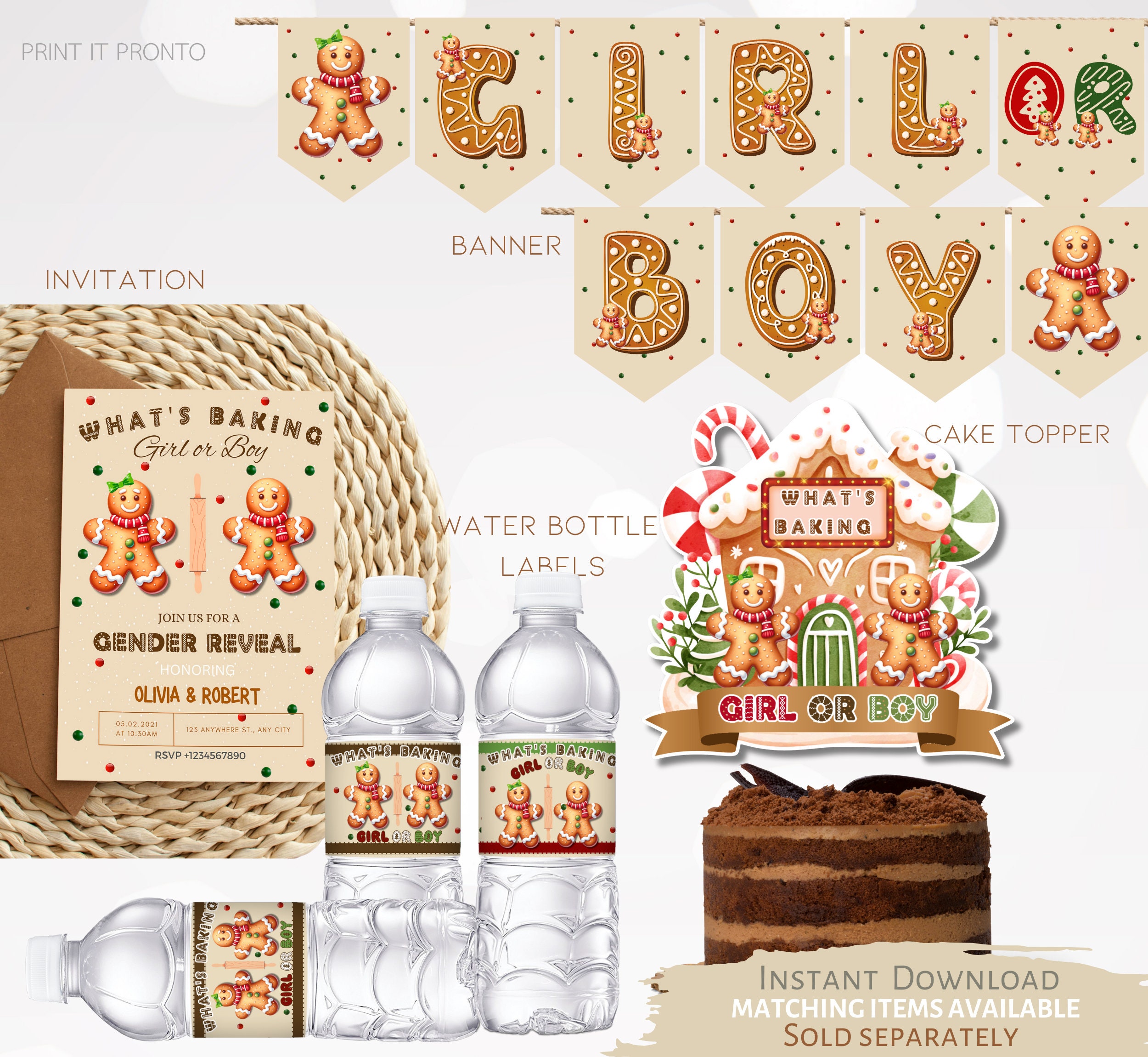 Printable What's Baking Gingerbread Water Bottle Labels - Etsy