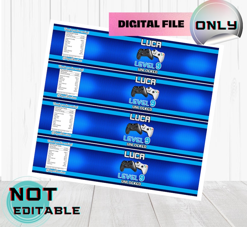 Gamer Water Bottle Labels Gamer Party Gamer Birthday Party Decorations ...