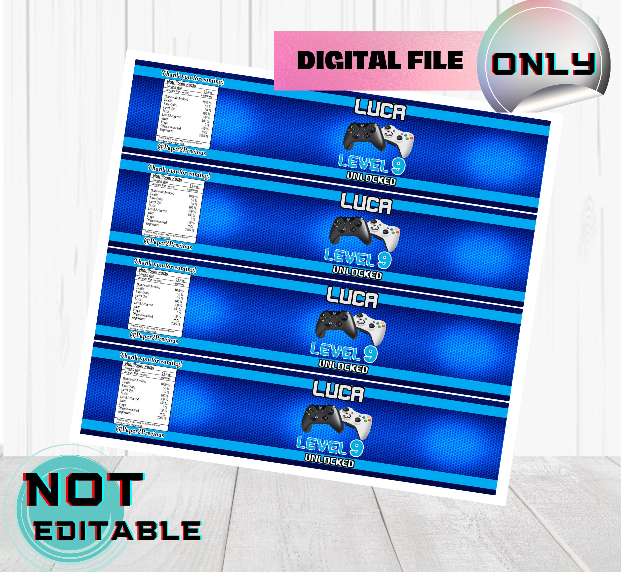 Gamer Water Bottle Labels Gamer Party Gamer Birthday Party Decorations ...