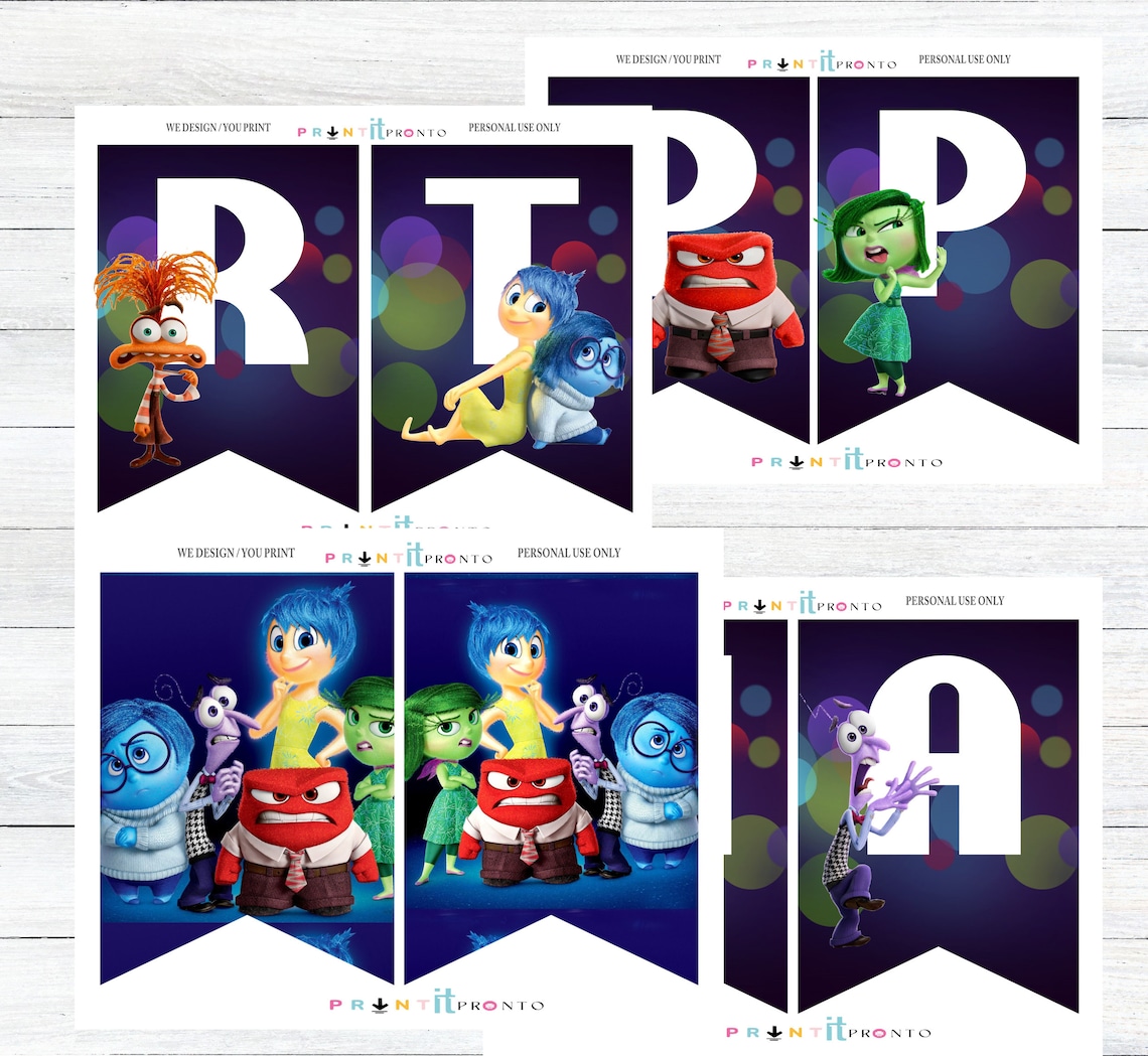 Inside Out Happy Birthday Banner, Inside Out Birthday, Inside Out Party ...