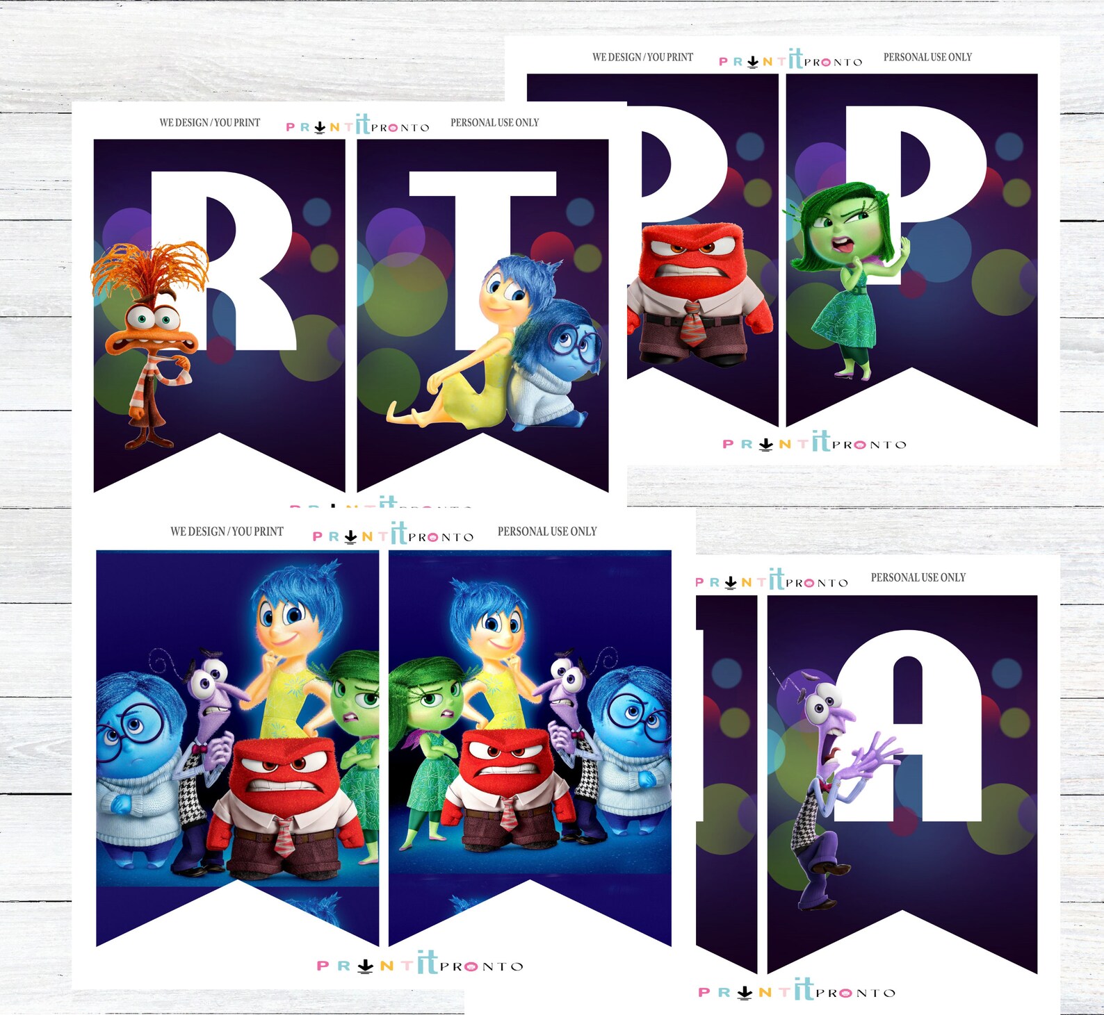 Inside Out Happy Birthday Banner, Inside Out Birthday, Inside Out Party ...