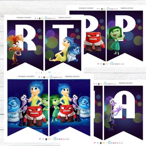 Inside Out Happy Birthday Banner, Inside Out Birthday, Inside Out Party ...