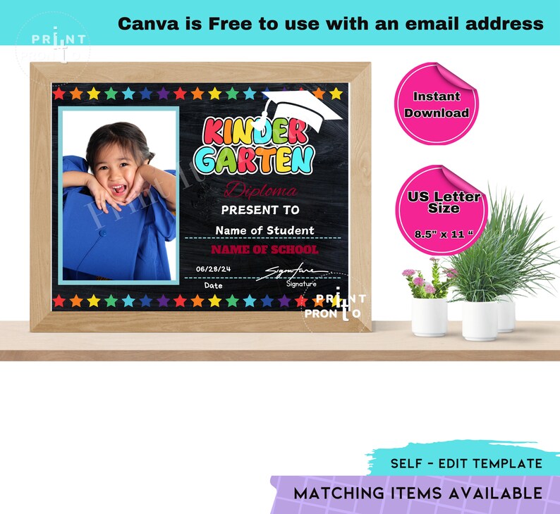 Editable Preschool Diploma With Photo, Graduation Certificate ...