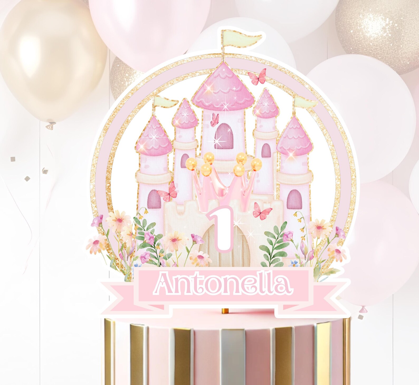 Princess Cake Topper, Castle Cake Topper, Crown Party, Castle Birthday ...