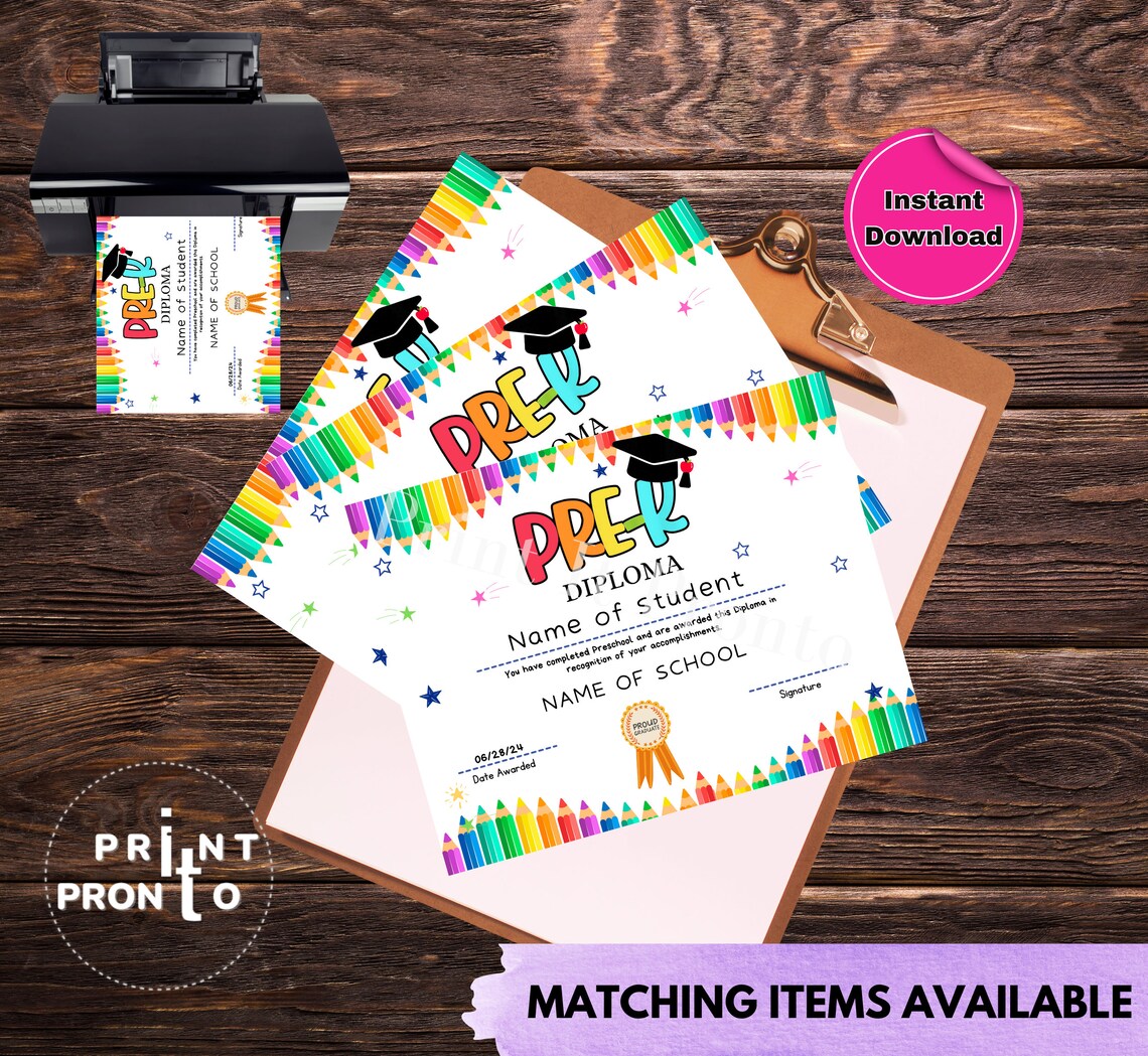Editable Preschool Certificate, Graduation Diploma, Personalized School ...