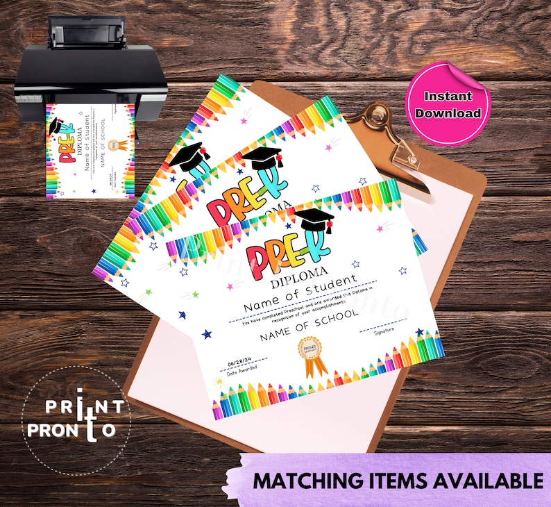 Editable Preschool Certificate, Graduation Diploma, Personalized School ...