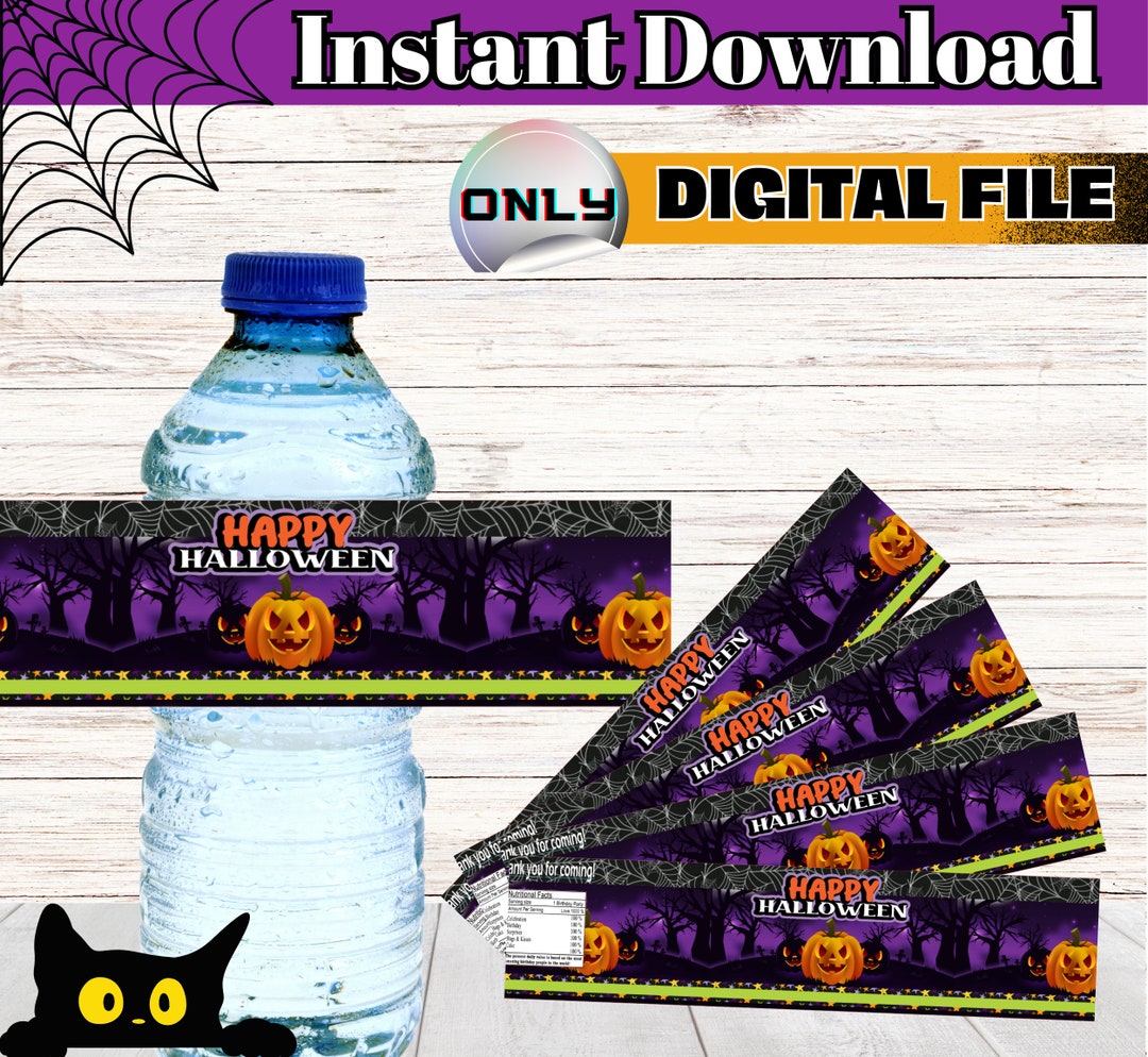 Halloween Water Bottle Labels, Halloween Party Birthday, Halloween ...