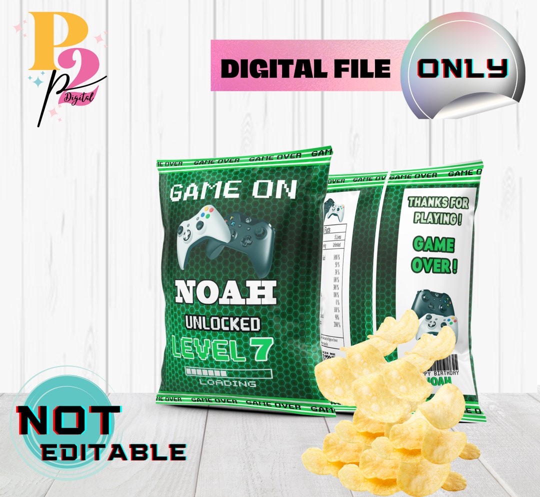 Gamer Party Chip Bags Wrapper Labels, Gamer Birthday Party Favors ...