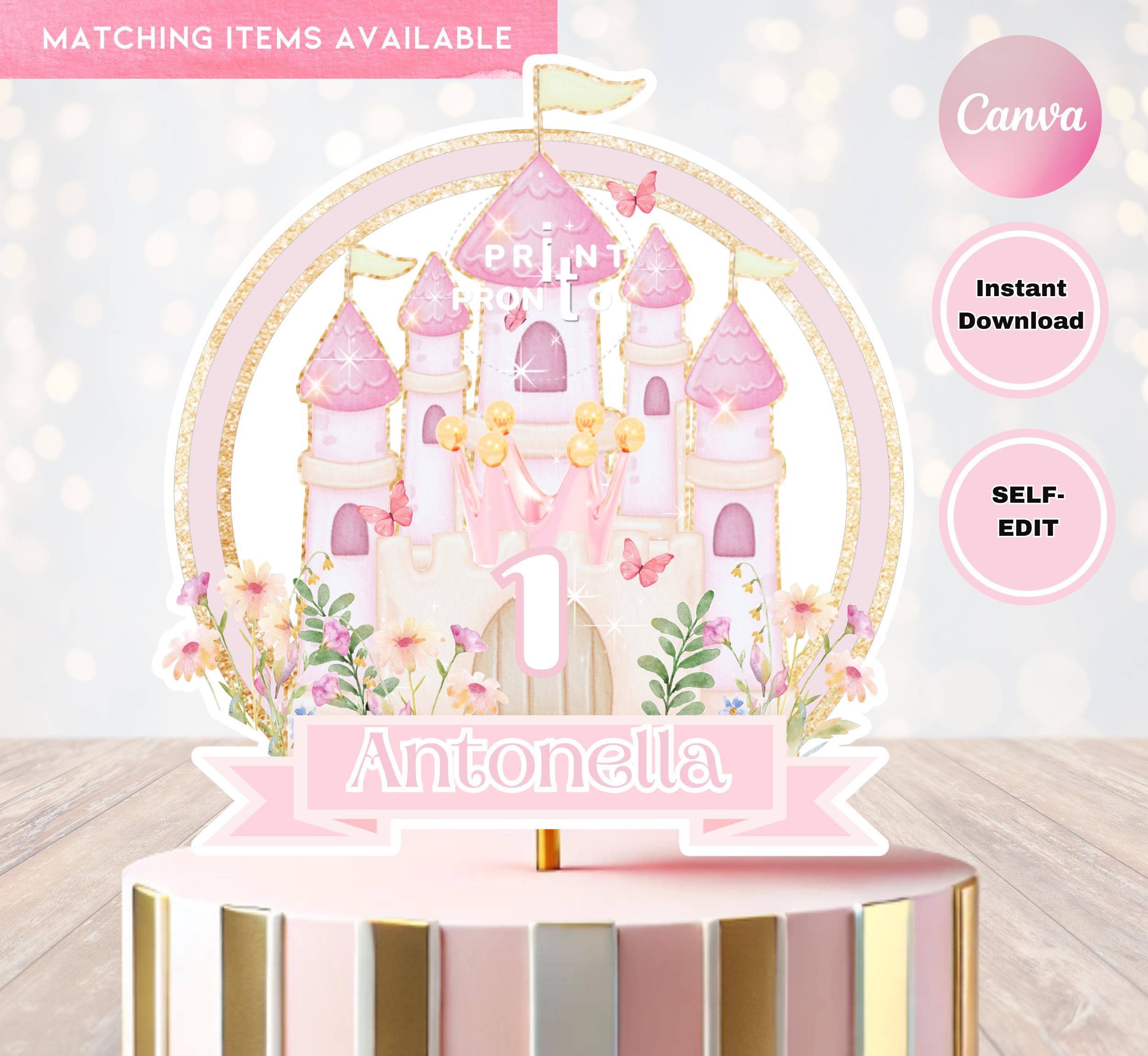 Princess Cake Topper, Castle Cake Topper, Crown Party, Castle Birthday ...