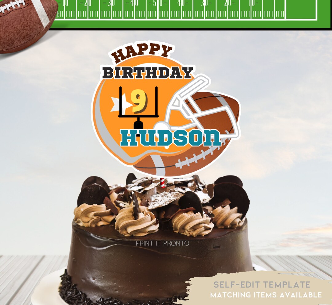 EDITABLE Football Cake Topper Printable Football Centerpieces Football ...