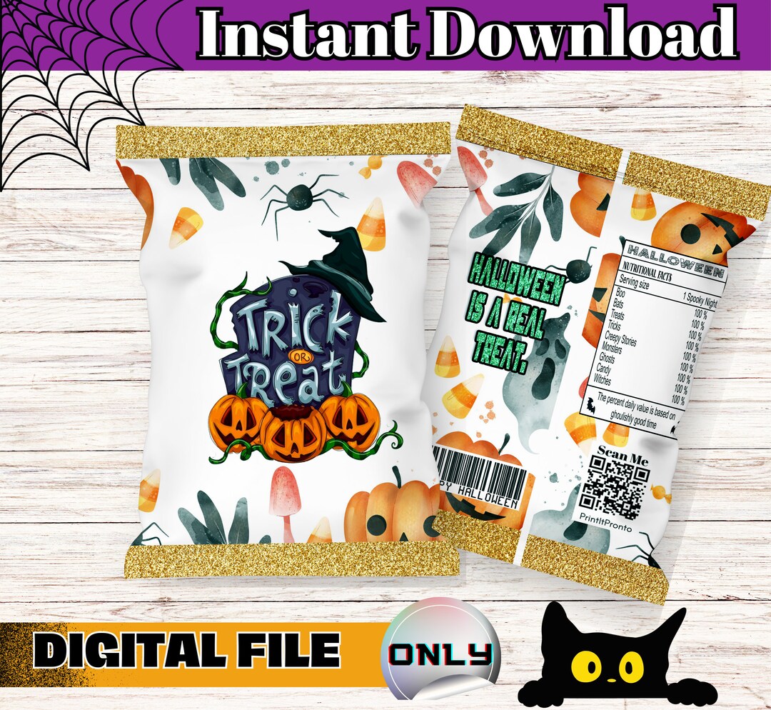 Halloween Chip Bags, Halloween Chip Bag Printable, Halloween Favors ...