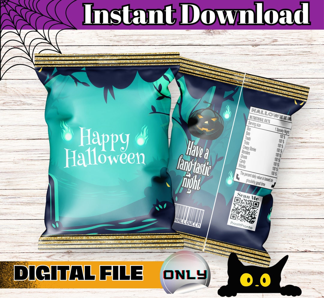 Halloween Chip Bags, Halloween Chip Bag Printable, Halloween Favors ...