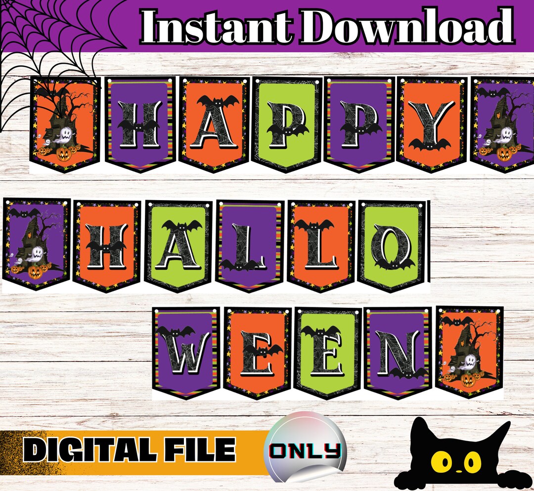 Happy Halloween Banner, Halloween Bunting Banner, Halloween Party ...