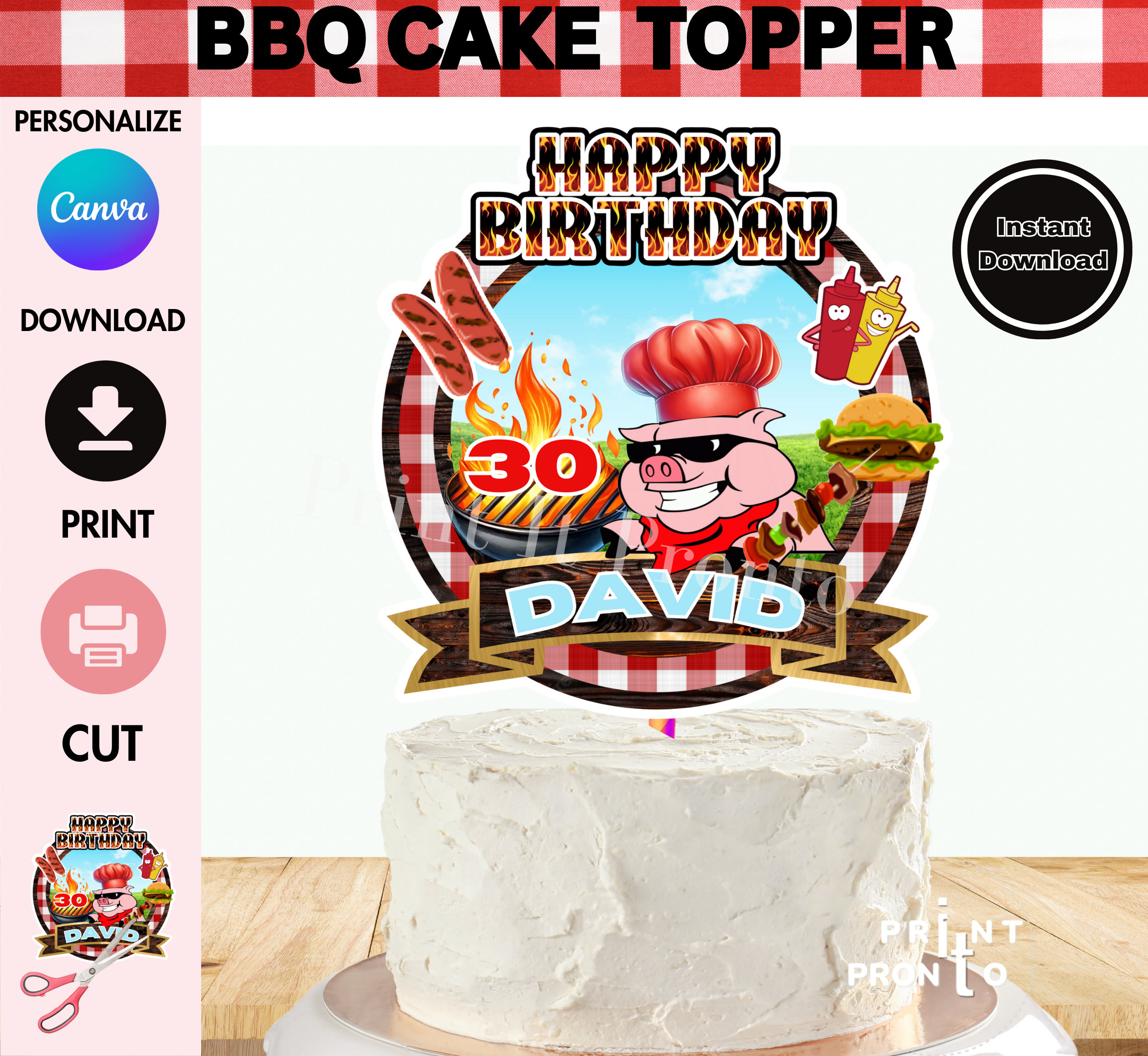 BBQ Birthday Cake Topper, BBQ Party Decoration, Barbecue Party ...