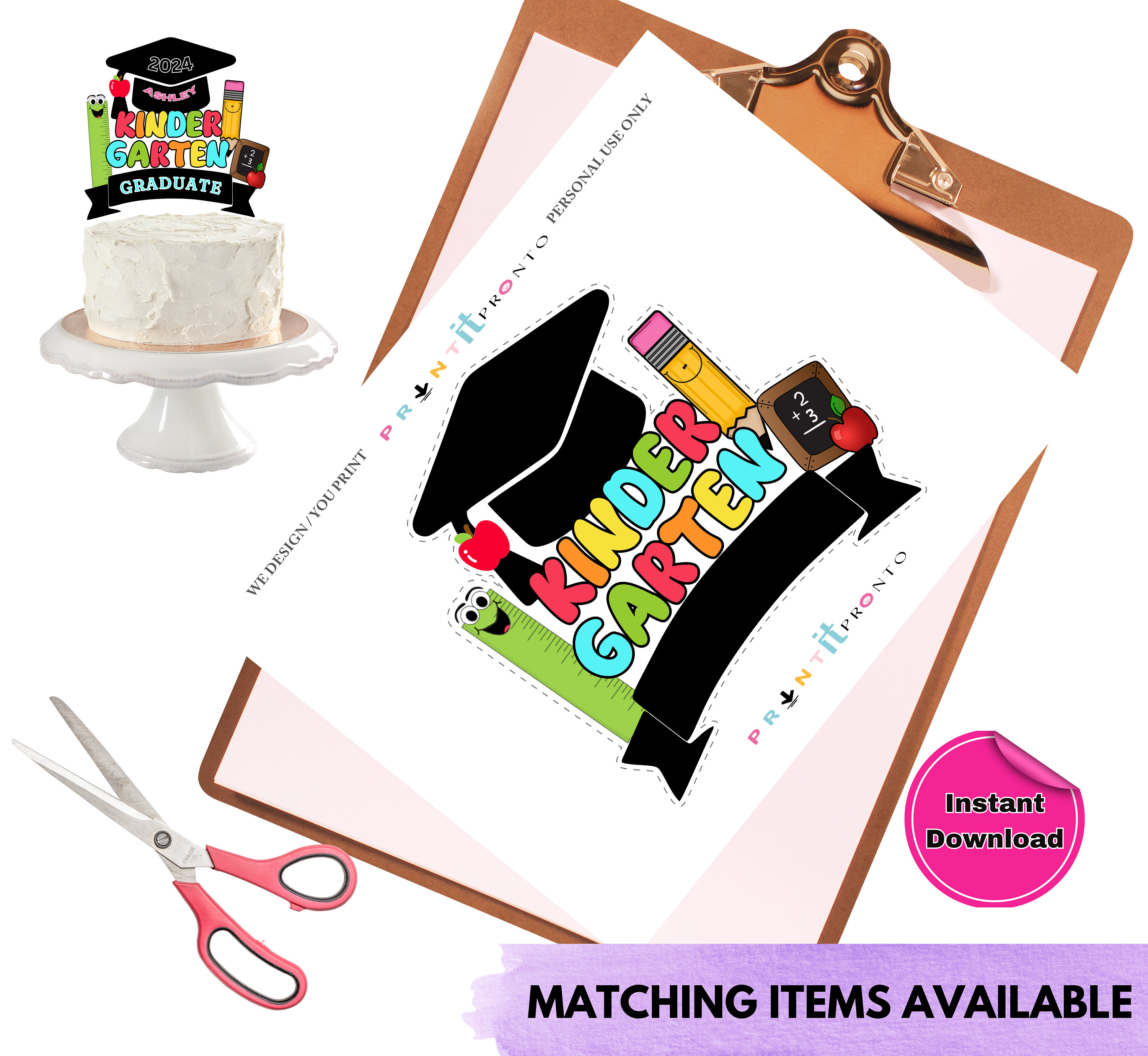 Editable Kindergarten Graduation Cake Topper, Kindergarten Graduation ...