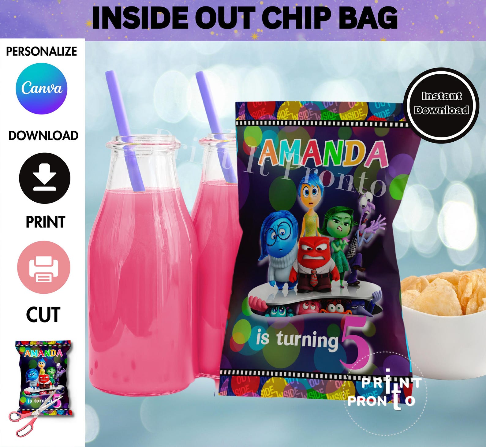 Inside Out Chip Bag, Inside Out Birthday, Inside Out Party, Inside Out ...
