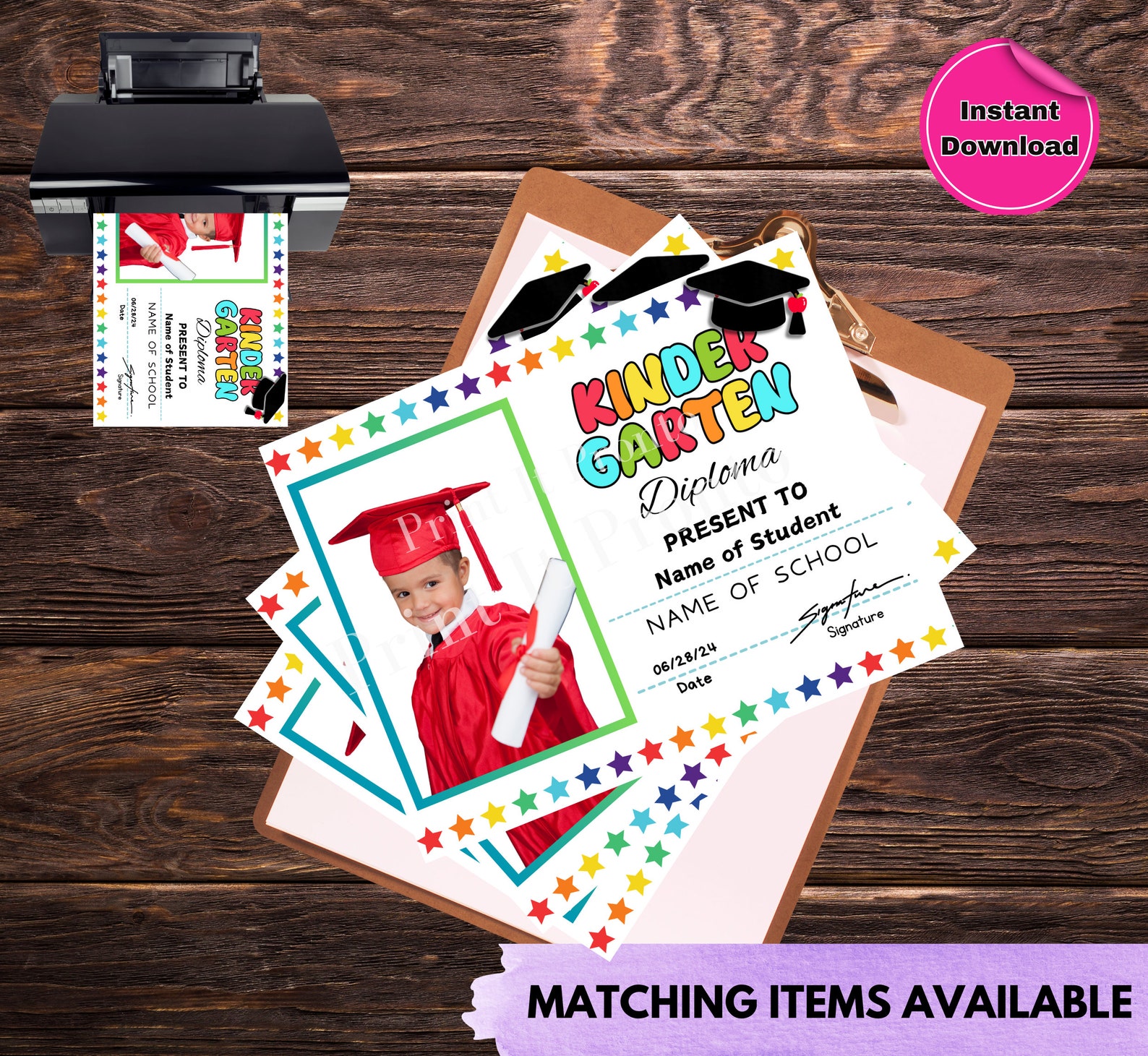 Editable Graduation Certificate With Photo, Preschool Diploma ...