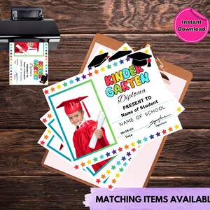 Editable Graduation Certificate With Photo, Preschool Diploma ...