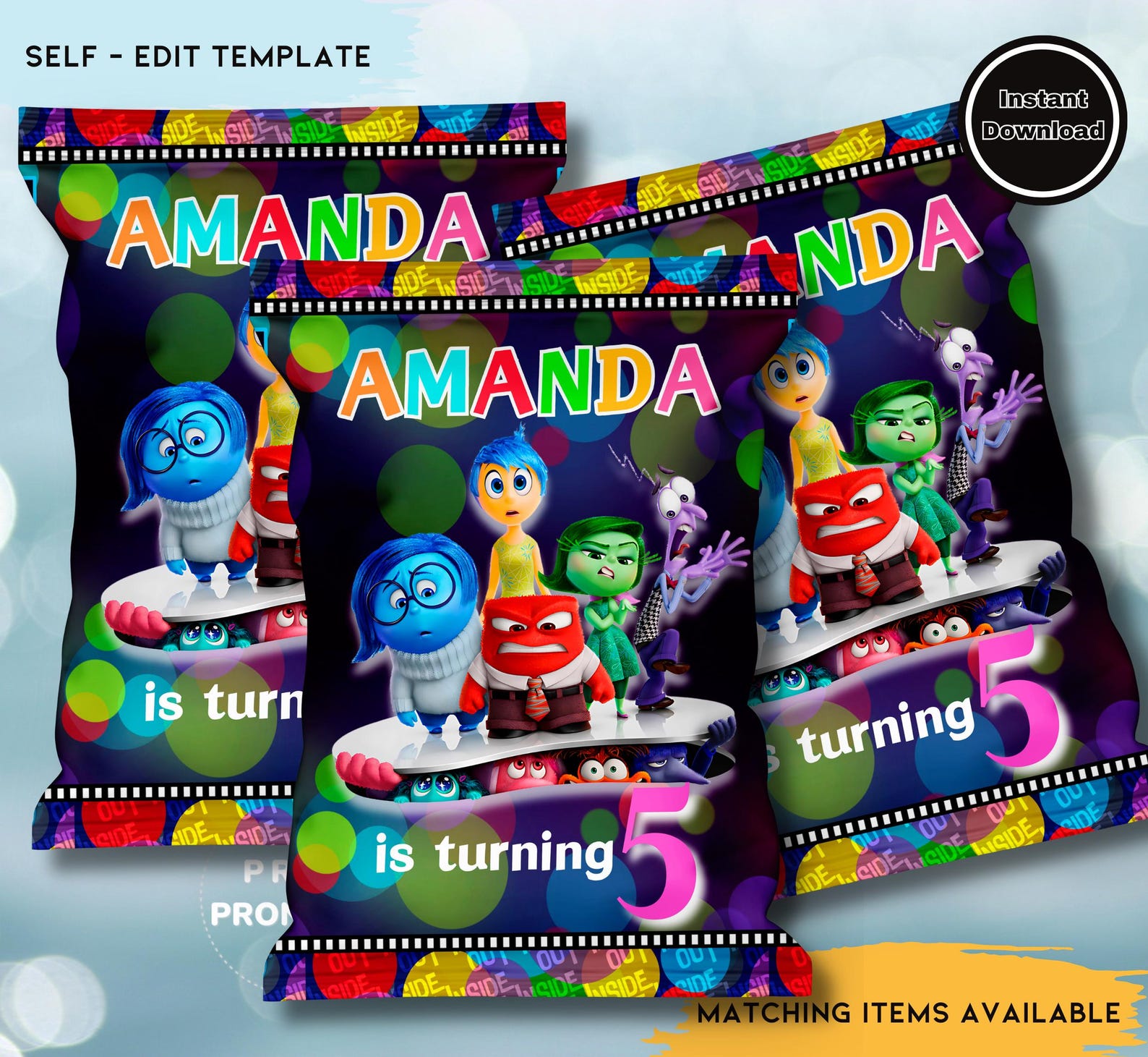 Inside Out Chip Bag, Inside Out Birthday, Inside Out Party, Inside Out ...