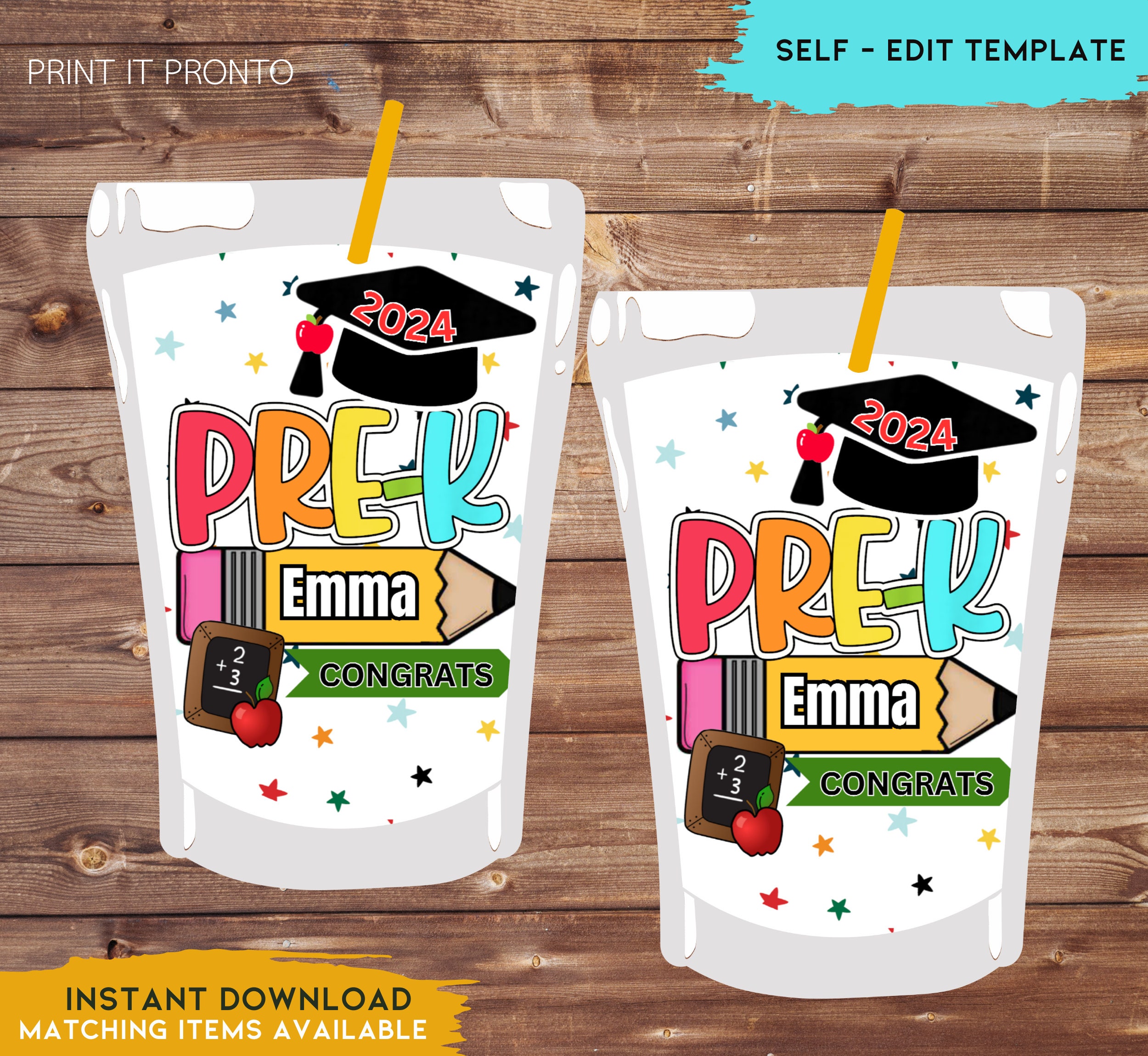 Editable Pre Kindergarten Graduation Capri Sun Labels, Kindergarten ...