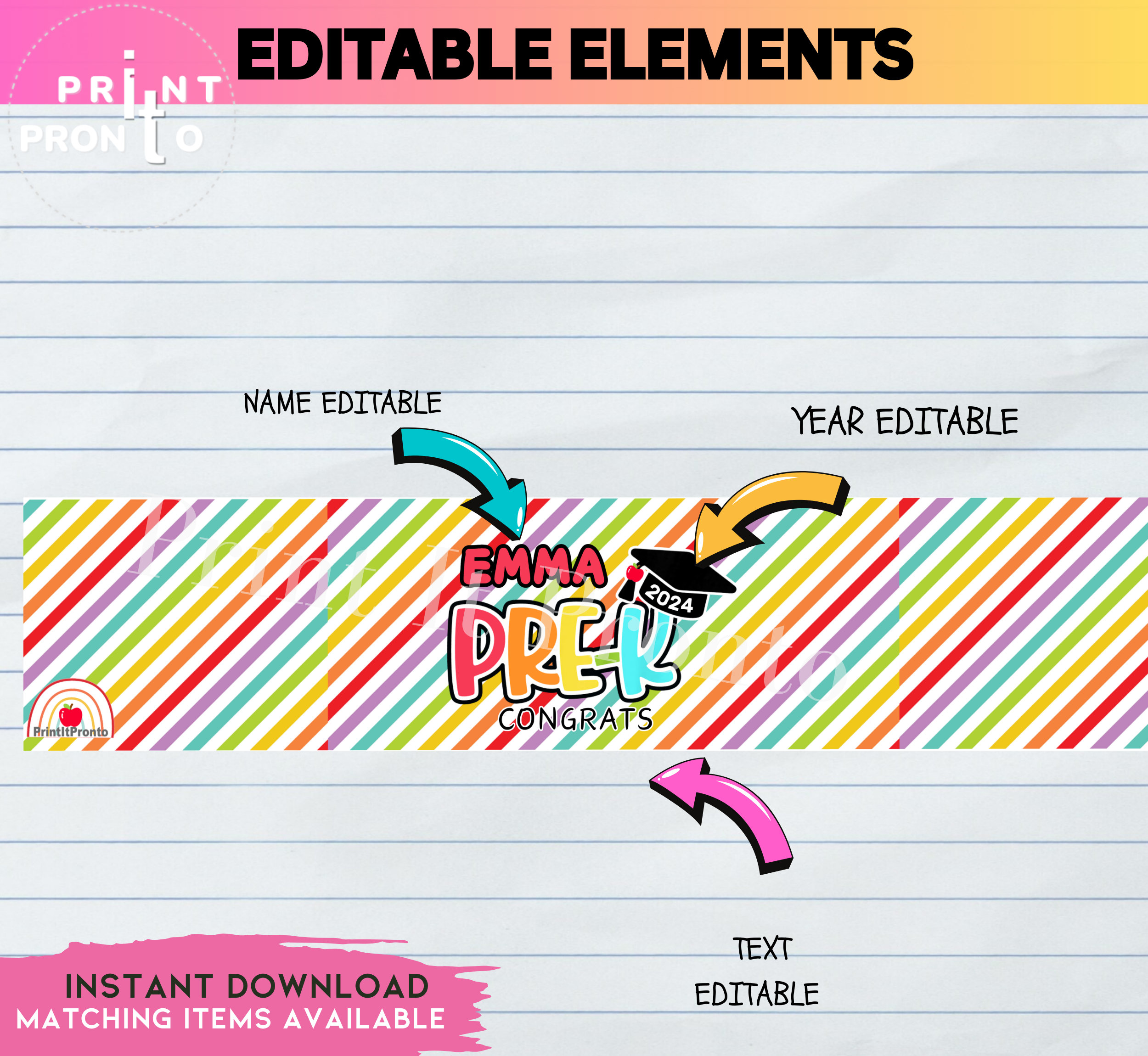 Pre-kindergarten Graduation Water Labels, Graduation Favors ...