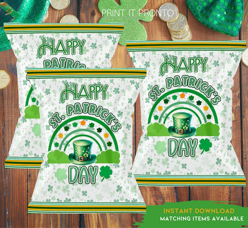 St Patricks Day Chip Bags, St Patricks Day Class Favors, Patricks Day ...