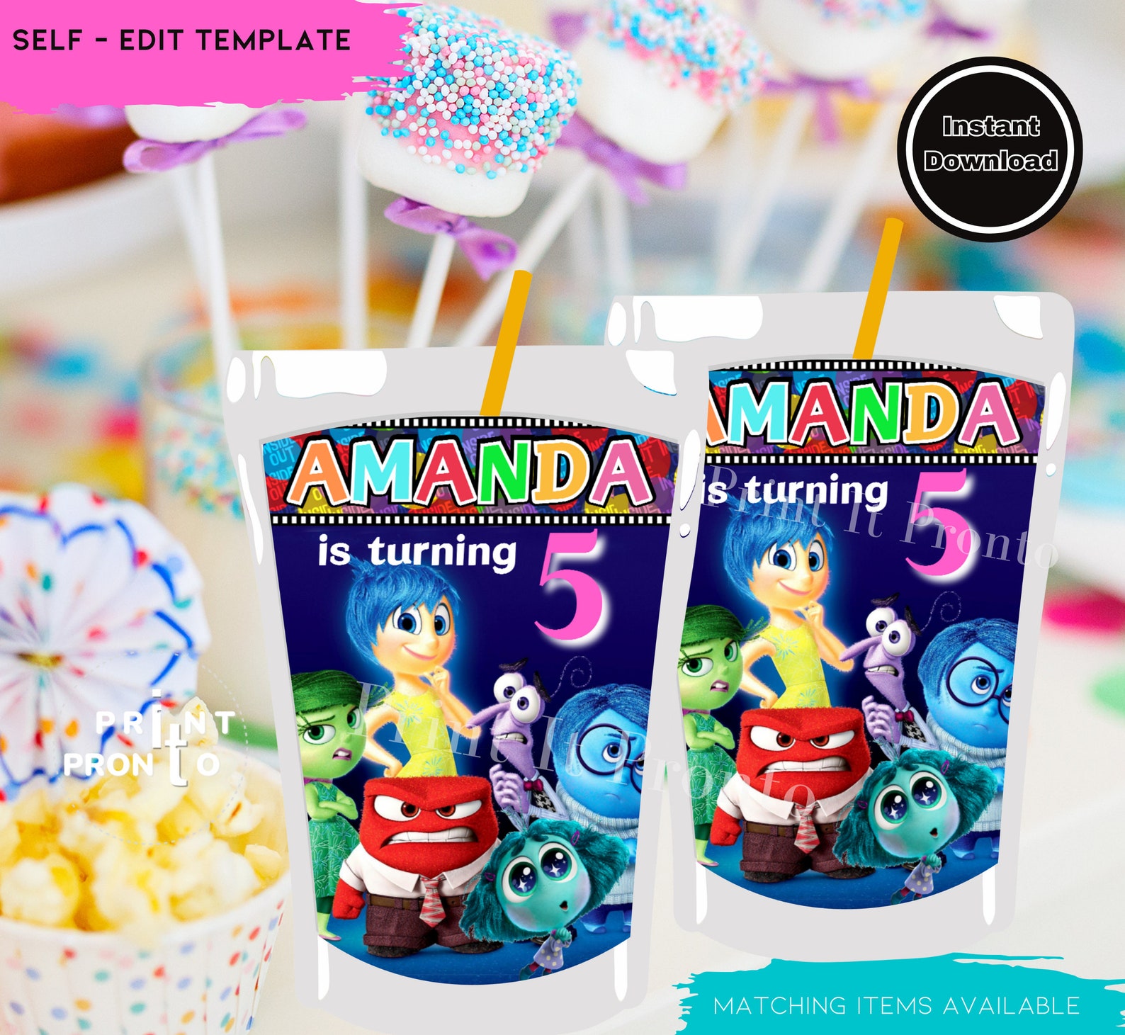 Inside Out Capri Sun Label, Inside Out Birthday, Inside Out Party ...