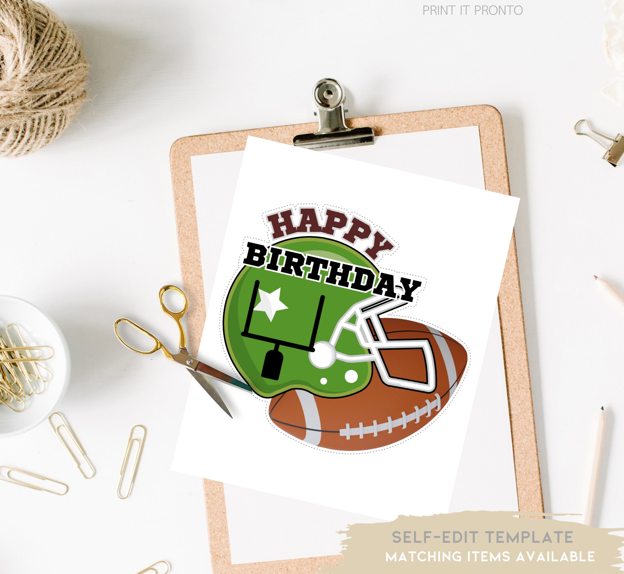 EDITABLE Football Cake Topper Printable Football Centerpieces Football ...