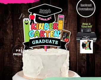 Editable Pre Kindergarten Graduation Cake Topper, Kindergarten ...