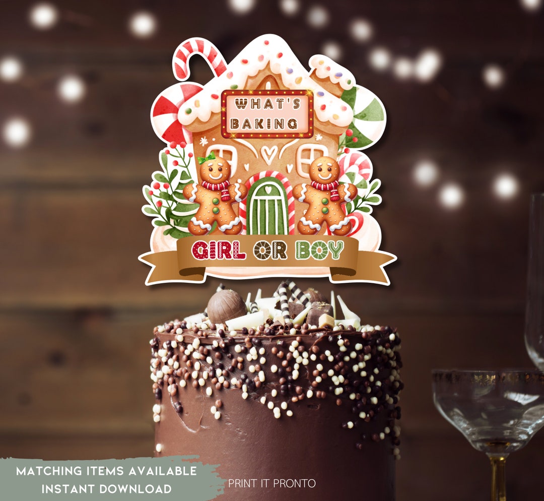 What's Baking Gingerbread Gender Reveal Cake Topper, Christmas ...