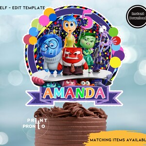 Inside Out Cake Topper, Inside Out Birthday, Inside Out Party, Inside ...