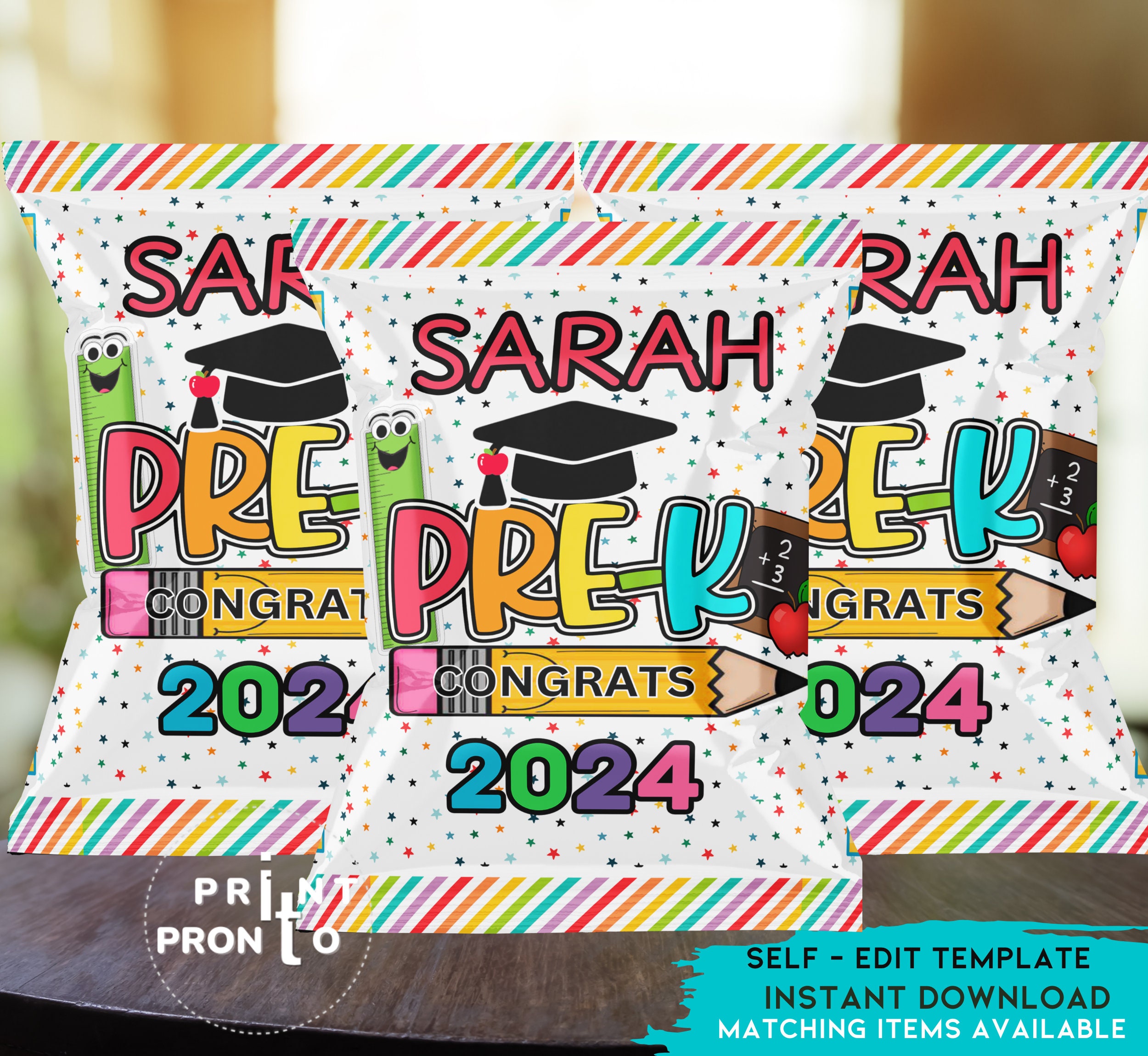Pre-kindergarten Graduation Chip Bags, Graduation Favors, Kindergarten ...
