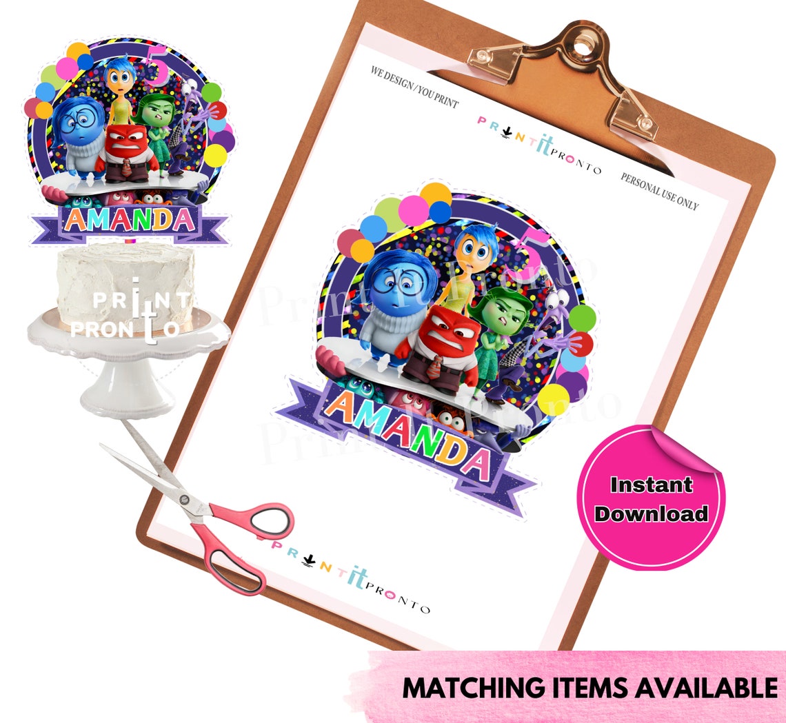 Inside Out Cake Topper, Inside Out Birthday, Inside Out Party, Inside ...