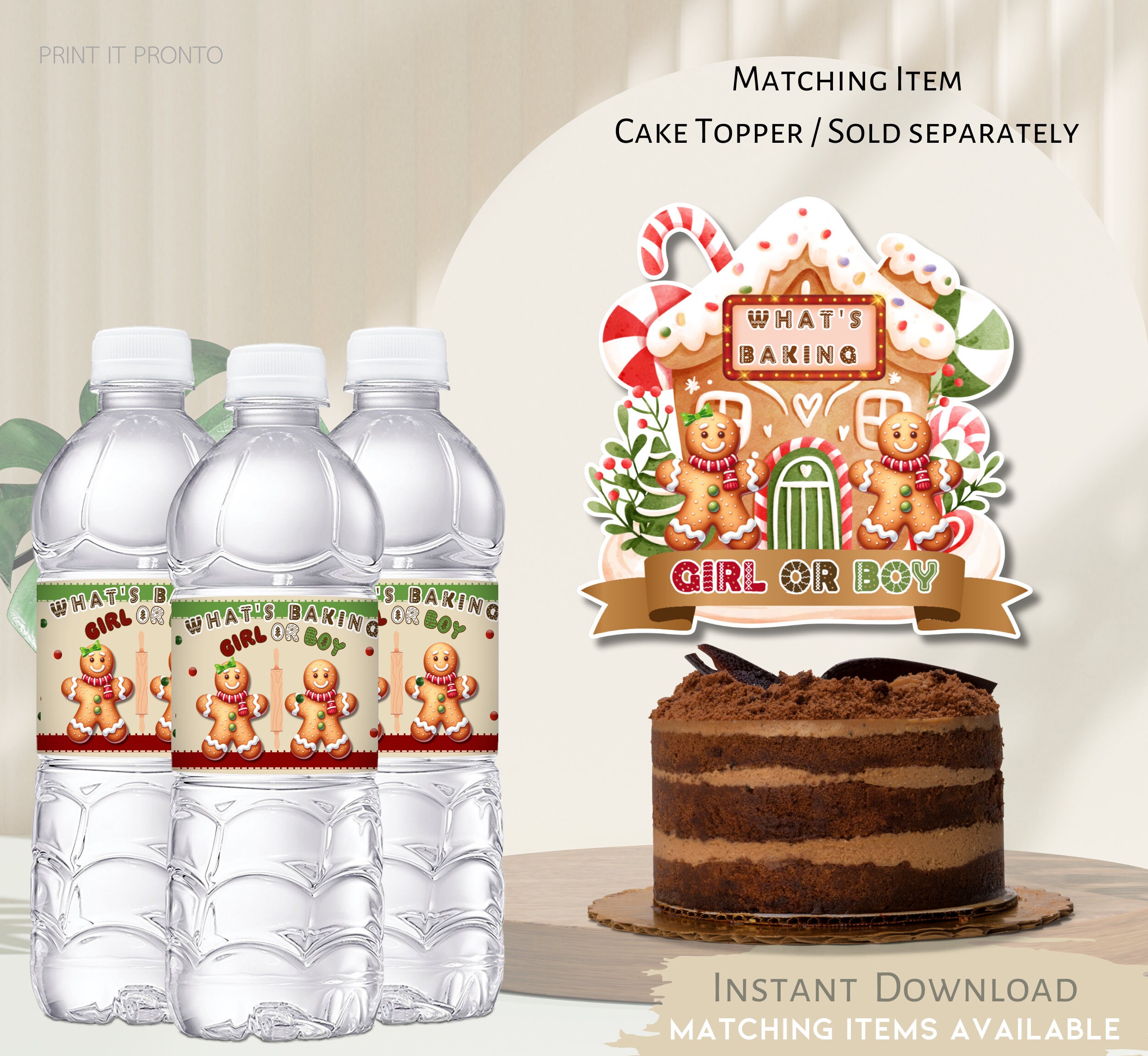 Printable What's Baking Gingerbread Water Bottle Labels - Etsy