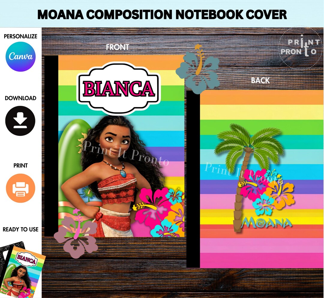 Moana Composition Notebook Cover, Moana Composition Book Cover, Moana ...