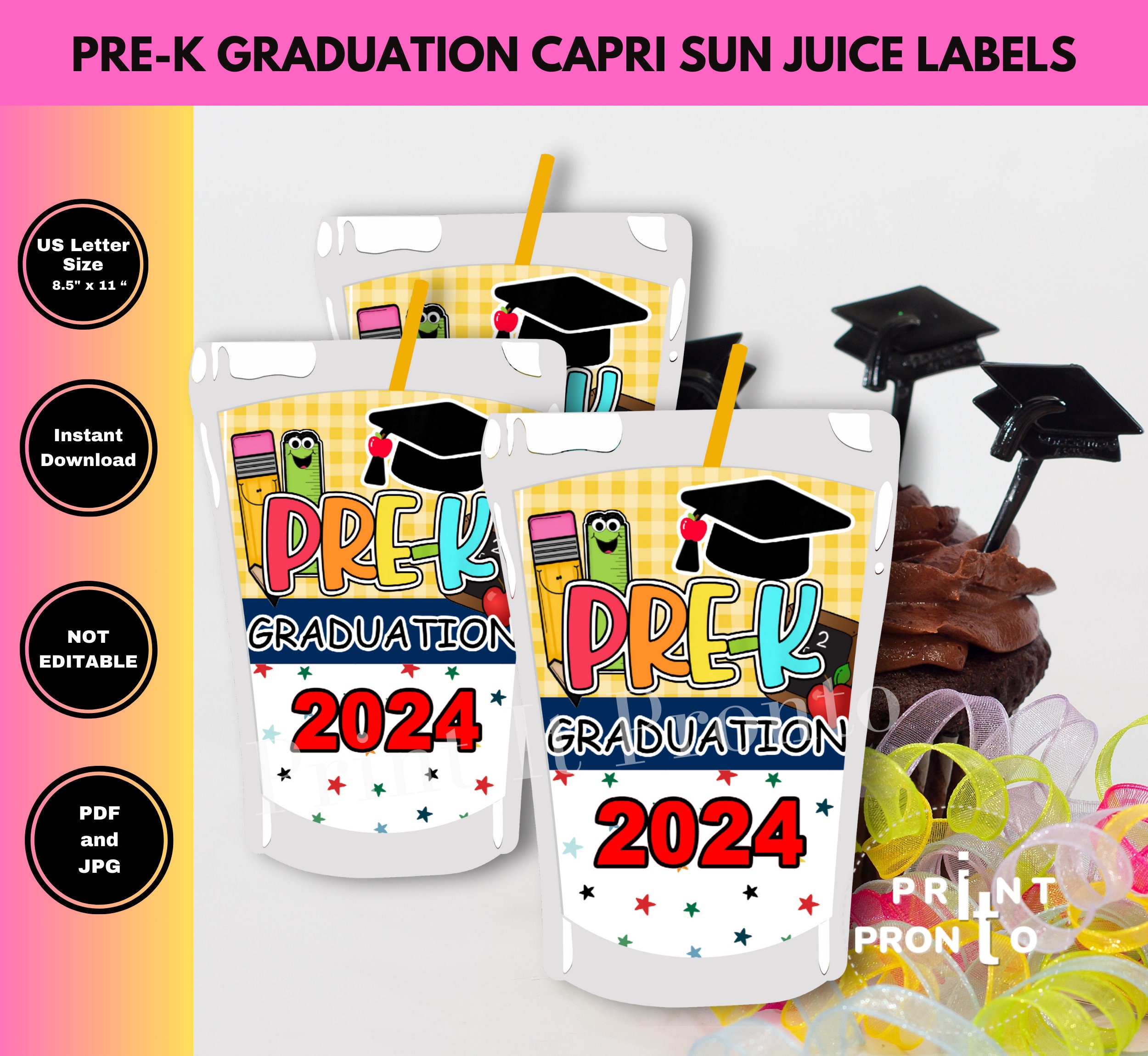 Pre Kindergarten Graduation Capri Sun Labels, Kindergarten Graduation ...