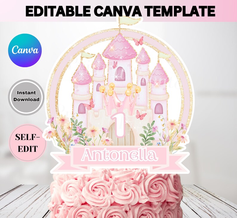 Princess Cake Topper, Castle Cake Topper, Crown Party, Castle Birthday ...