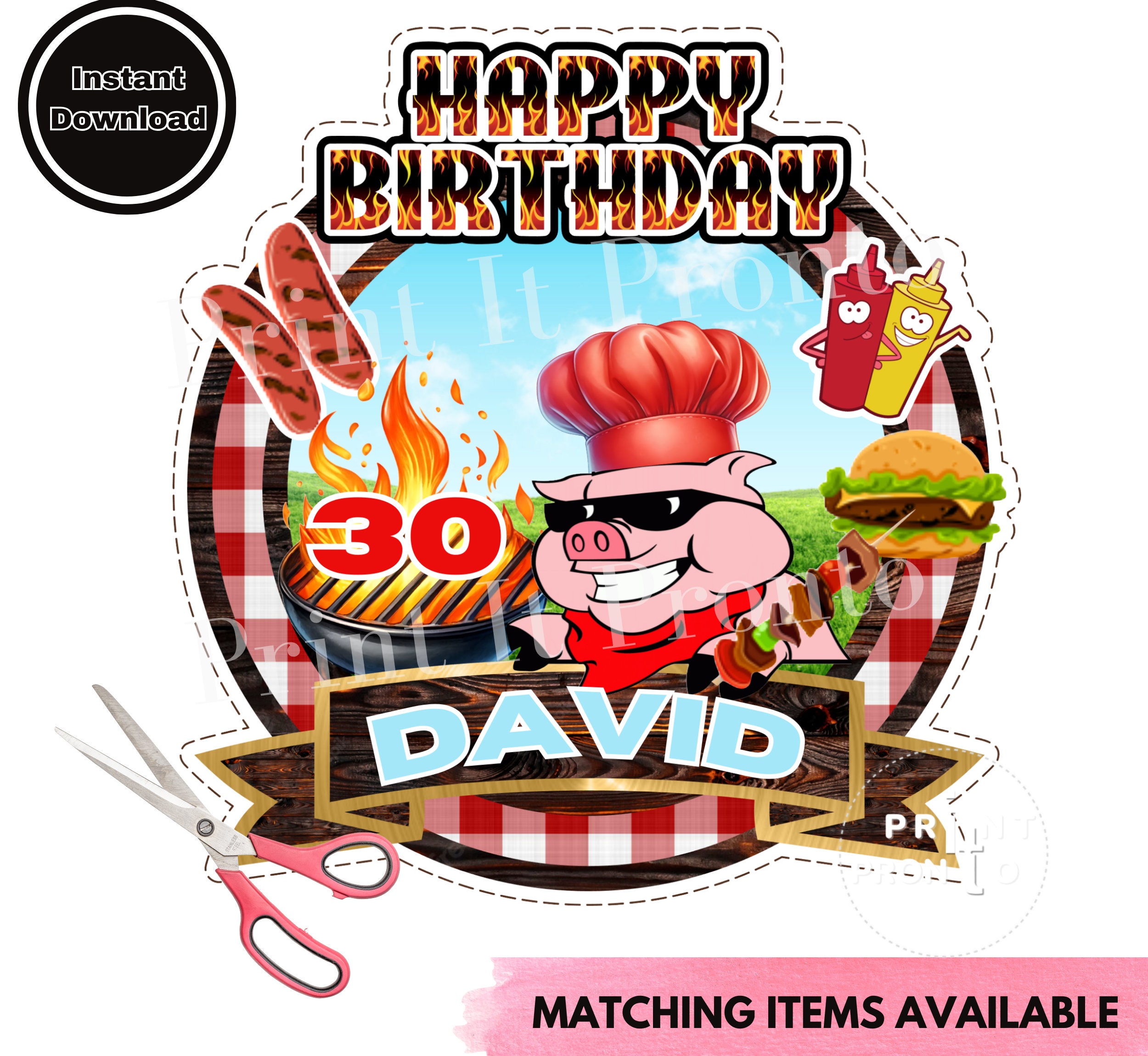BBQ Birthday Cake Topper, BBQ Party Decoration, Barbecue Party ...