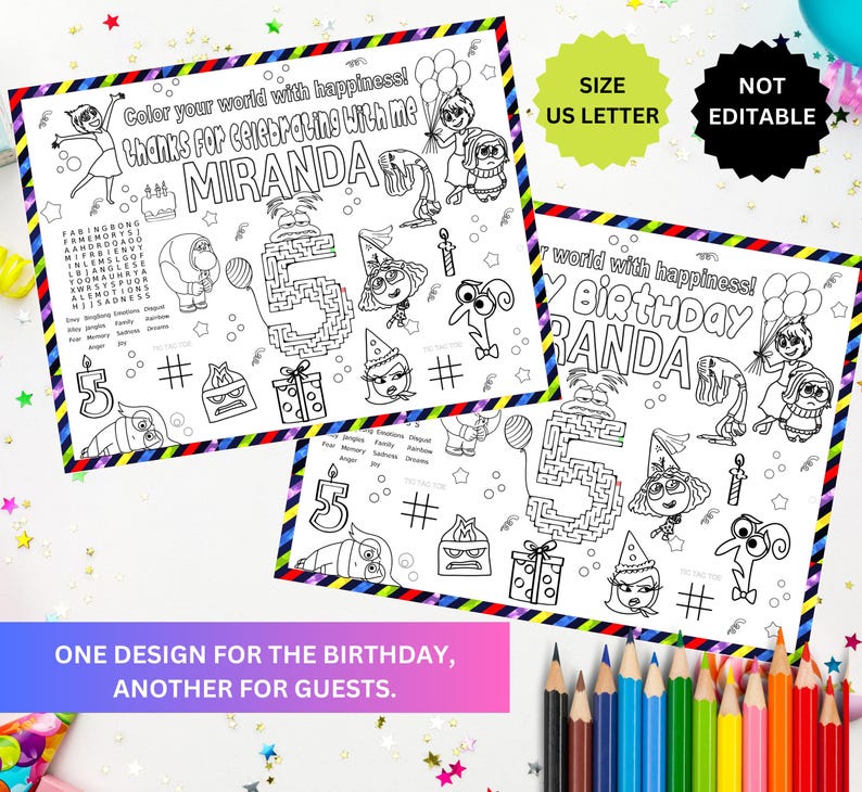 Inside Out Placemat, Inside Out Activity Sheet, Inside Out Coloring ...